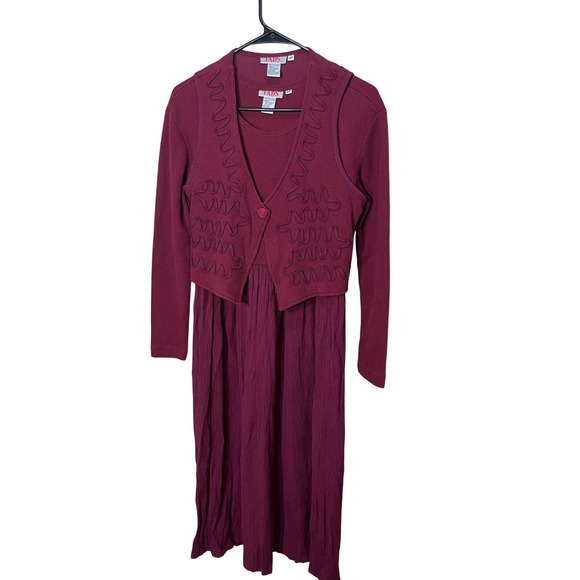 Fads | Dresses | Vintage Fads Burgundy Waffle Knit Sweater Dress With ...